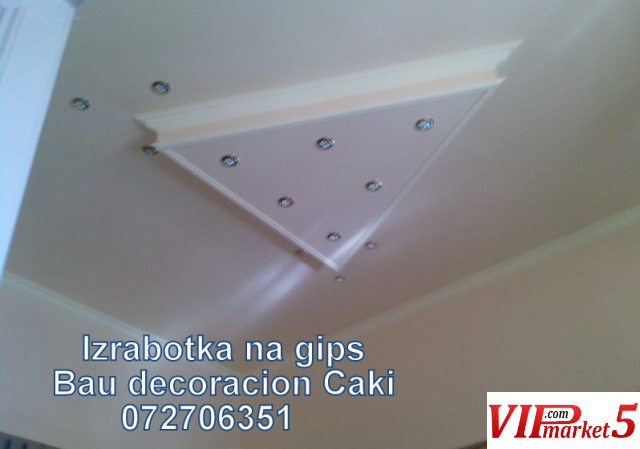Izrabotka na gips, spusteni plafoni fasadi